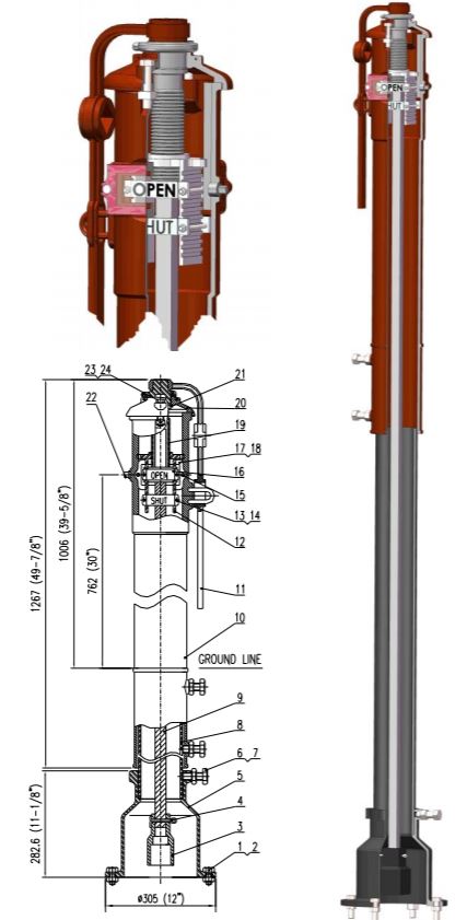Poste Indicador Vertical Ajustable de 4 a 12" UL/FM - DELTAFLOW Sistema ...